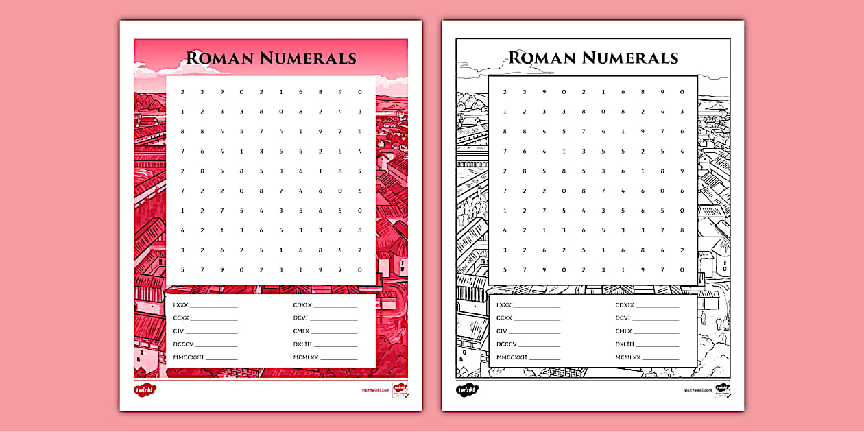 Roman Numerals Number Search Worksheet (Teacher-Made)