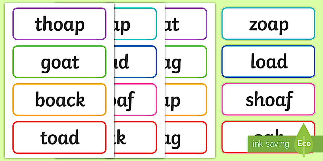 Black and White Phase 3 oa Real and Nonsense Word Cards