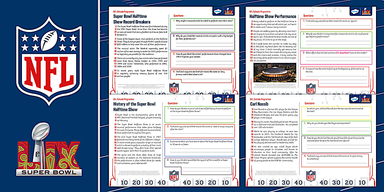FREE! - NFL: Superbowl 60-Second Reads Pack [Ages 9-11]