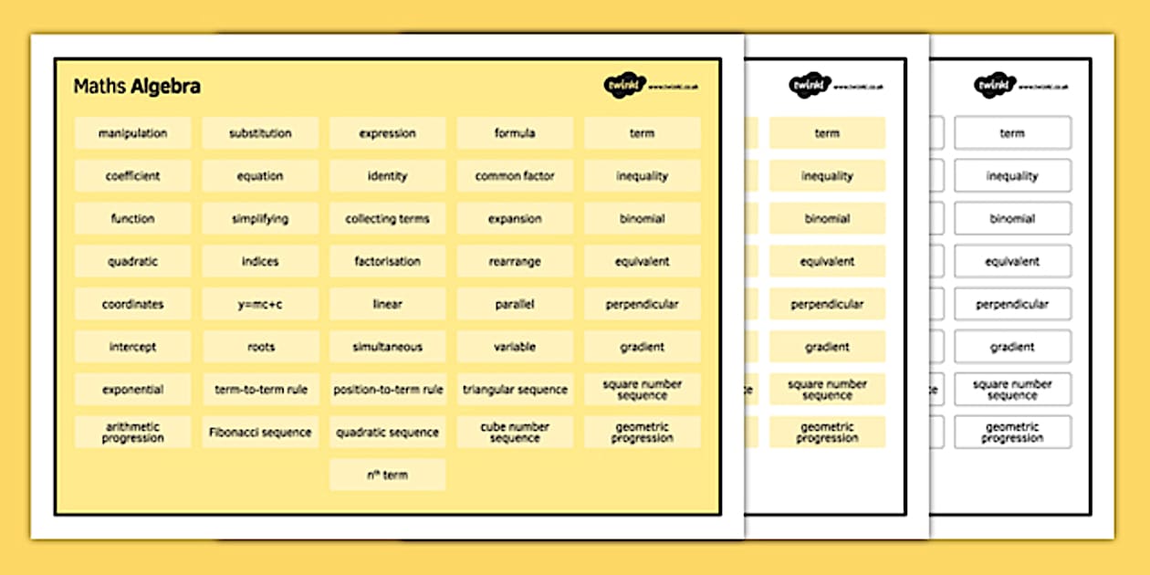 KS3 Maths Word Mat Algebra (teacher made) - Twinkl