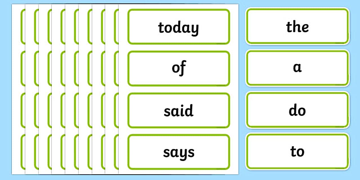 Dyslexic Curriculum Spelling List Years 1 and 2 Word Cards