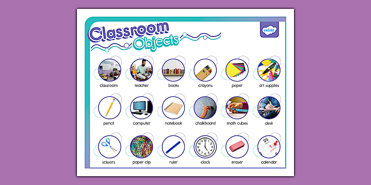 Classroom Objects Word Mat (Teacher-Made) - Twinkl