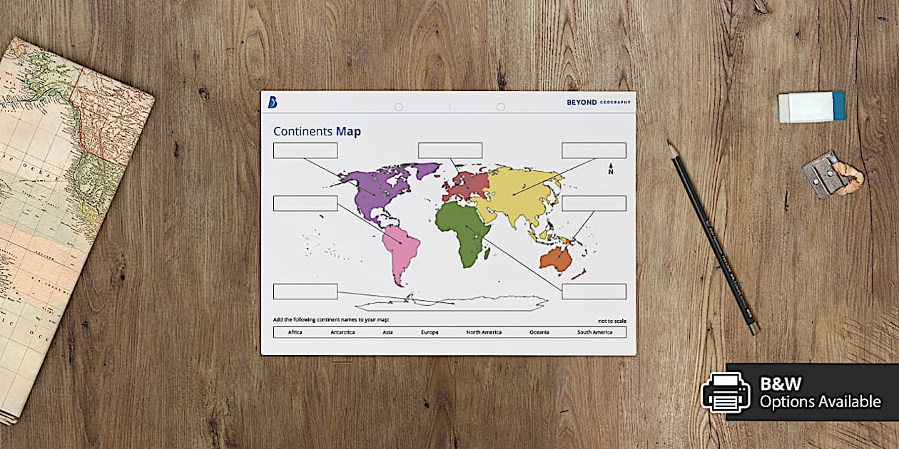 Continent Map Worksheet - Twinkl