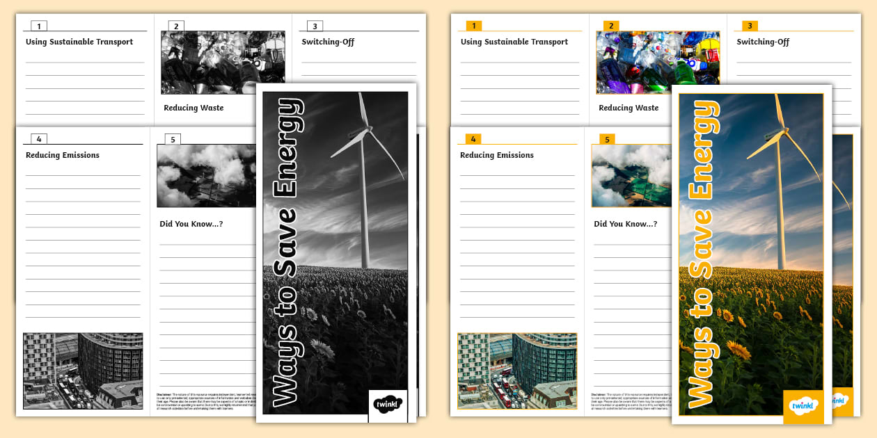 Ways to Save Energy Leaflet Template (teacher made) - Twinkl