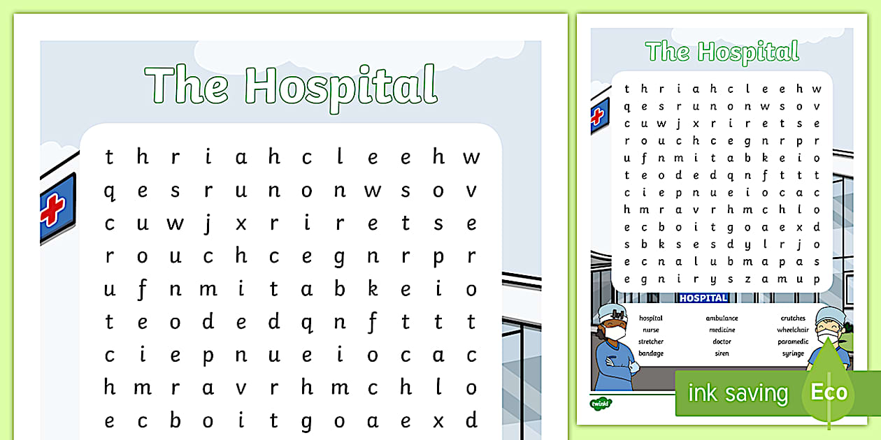 The Hospital Aistear Word Search (Teacher-Made) - Twinkl