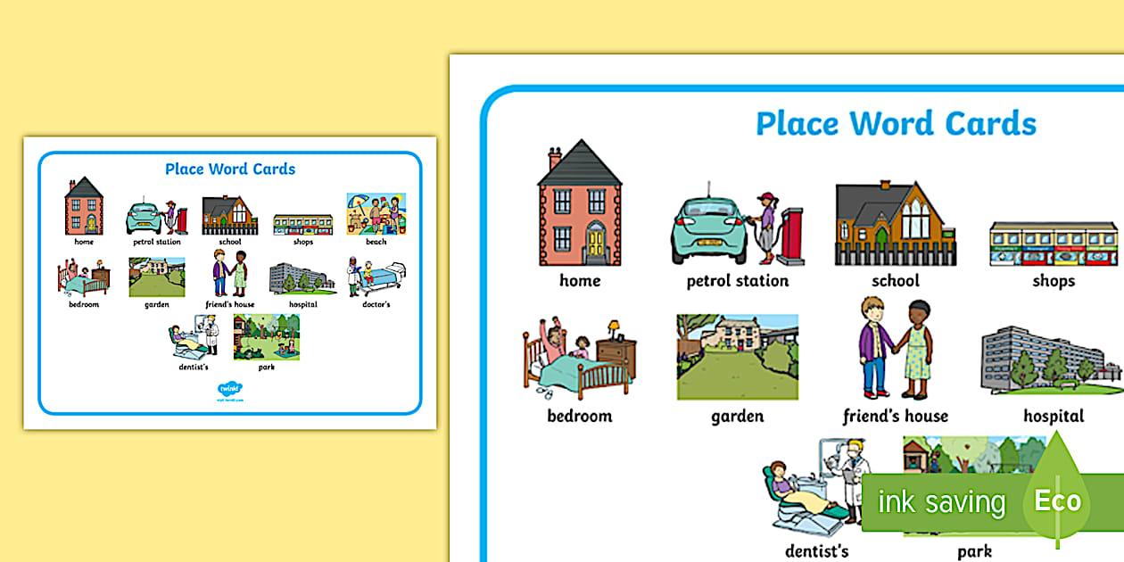 Editable Places Word Mat (teacher made) - Twinkl