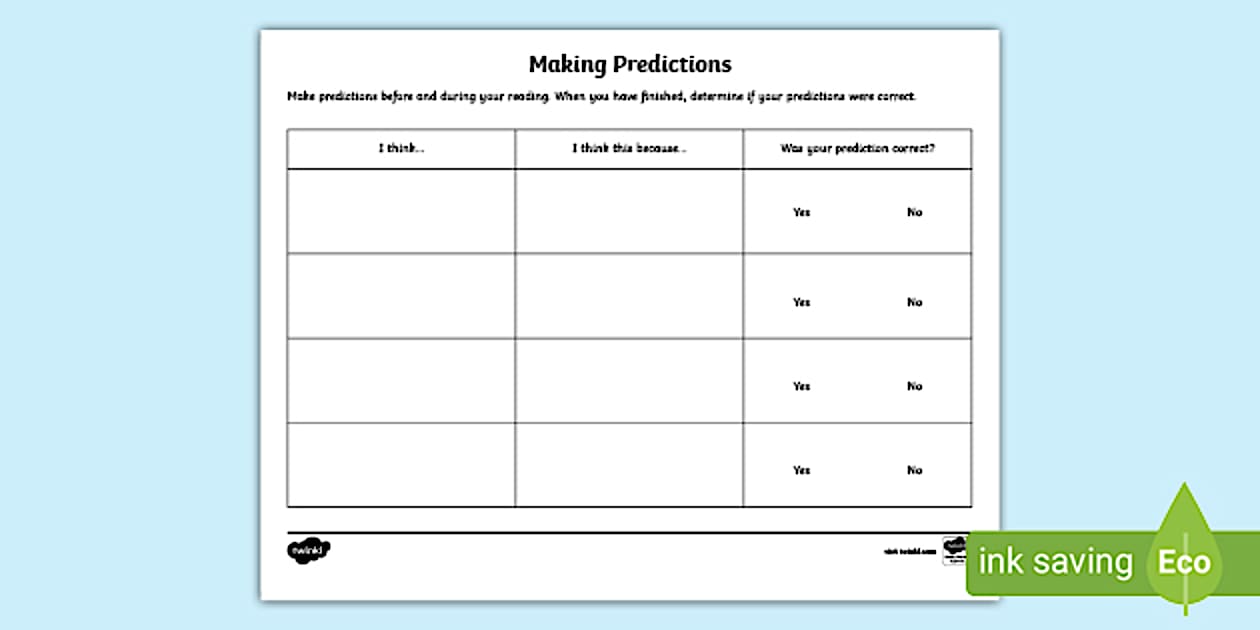 Making Predictions in Fiction Worksheet - ELA (teacher made)