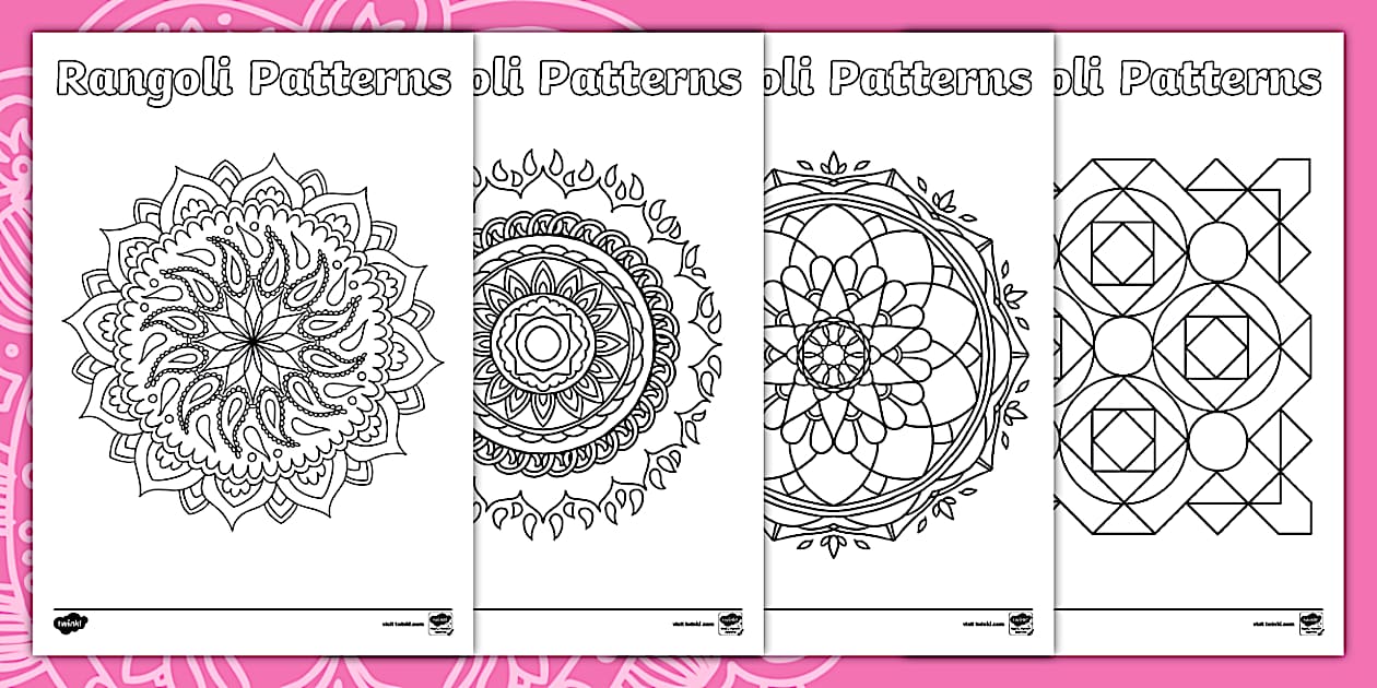 Hindu Dharma Diwali Rangoli Patterns Templates - Twinkl