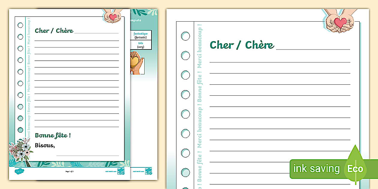 👉 French: Mother's and Others' Day Letter Template