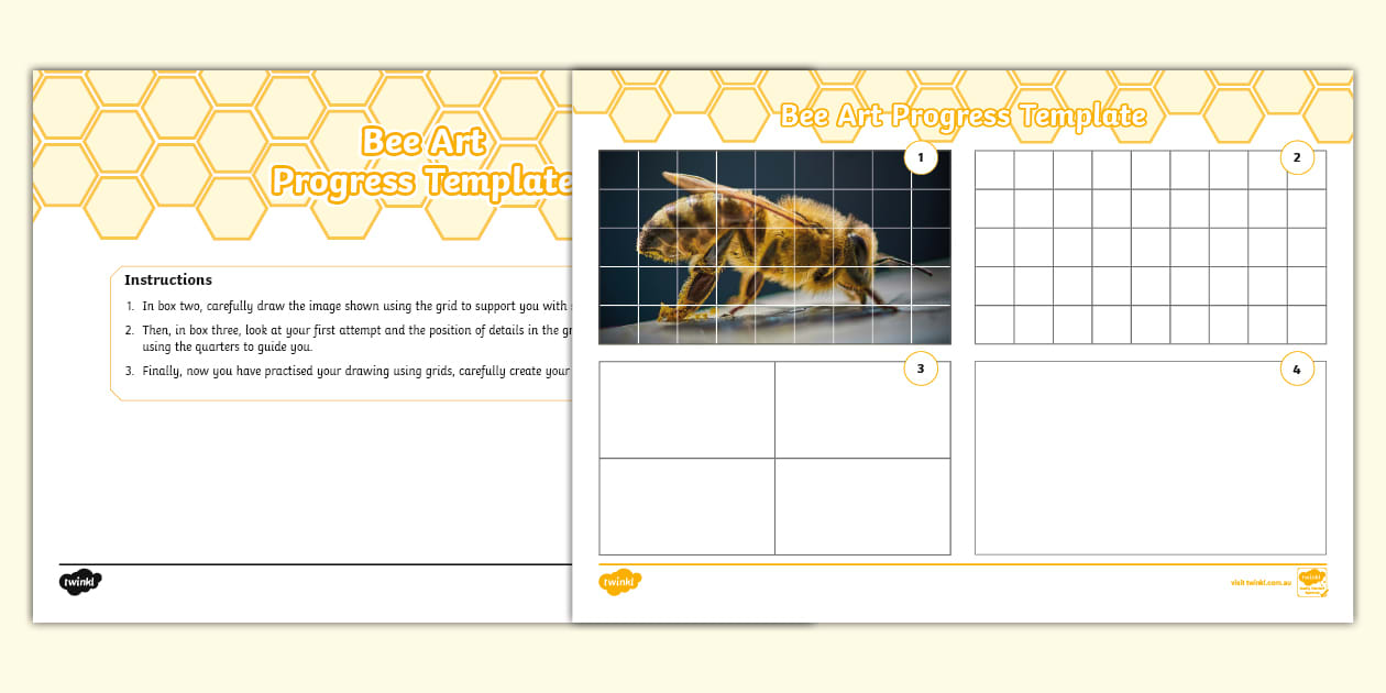 Bee Art Progress Template (teacher made) - Twinkl