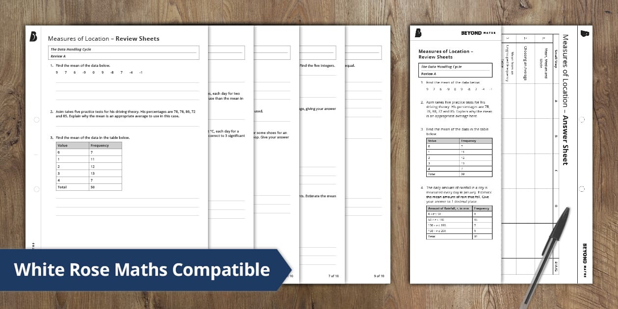 👉 Measures of Location - Review Sheets (teacher made)