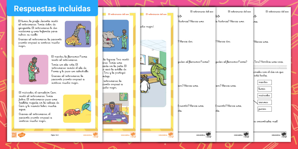 Comprensión lectora por niveles: El veterinario del zoo