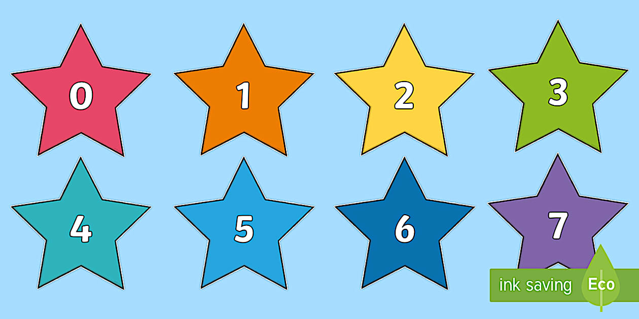 Numbers 0-100 on Stars (Multicolour) (teacher made) - Twinkl