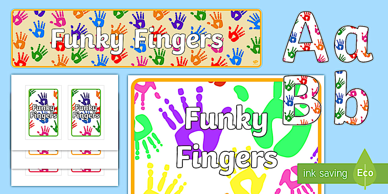 Cursive Funky Fingers Display Pack (teacher made) - Twinkl