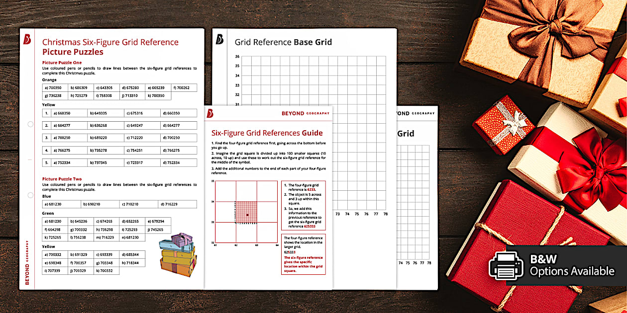 Christmas Six-Figure Grid Reference Worksheets | Geography