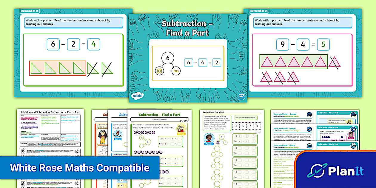 👉 Y1 Subtraction – Find a Part PlanIt Maths Lesson 17