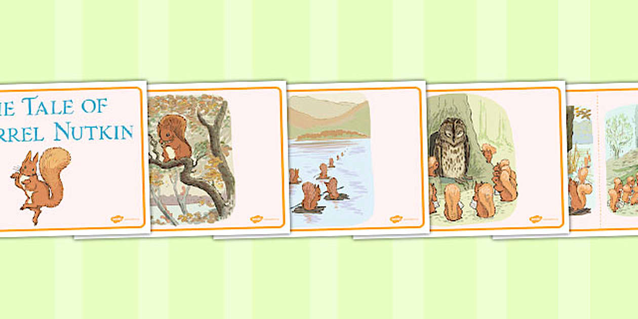 Black and White The Tale of Squirrel Nutkin Story Sequencing