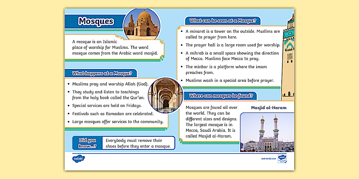 KS1 Mosques Fact File - KS1 - Twinkl