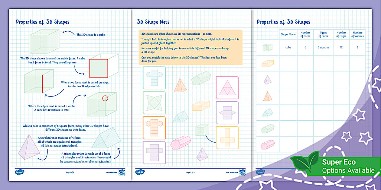 👉 Year 5 Properties of 3D Shapes Activity (Ages 9 - 10)