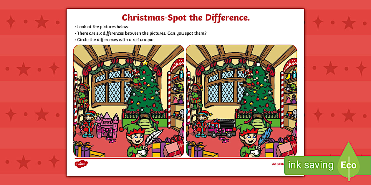 Christmas-Spot the Difference Activity Sheet (teacher made)