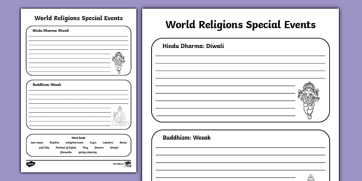 Hindu and Buddhist Celebrations Worksheet / Worksheet