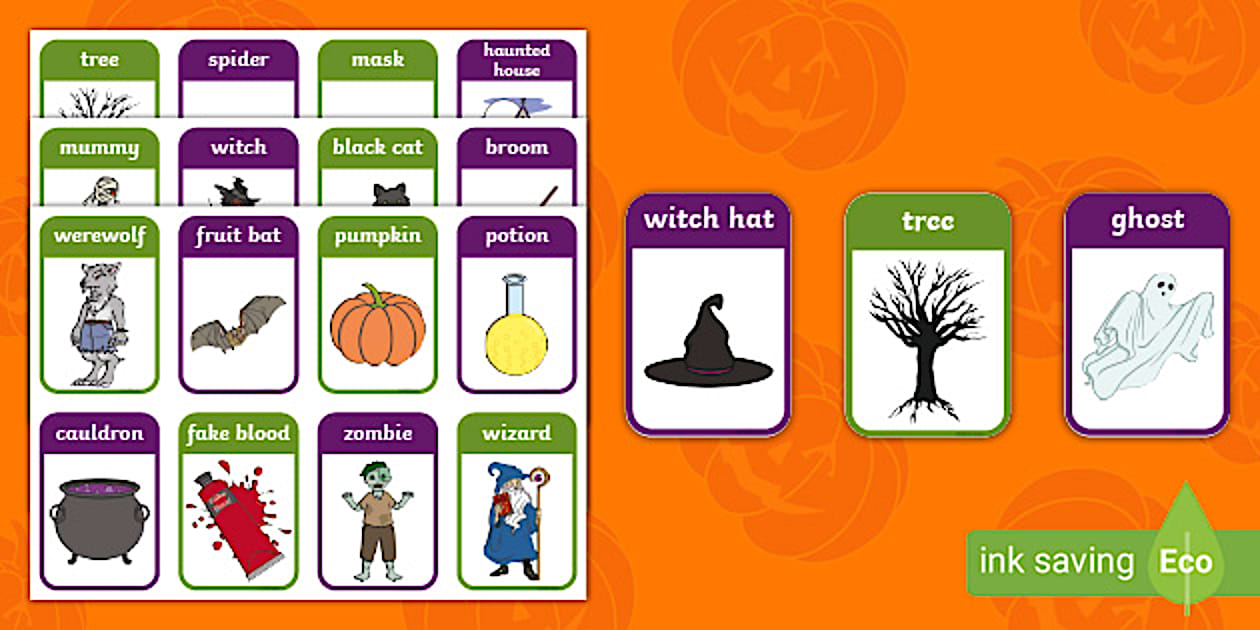 Black and White Halloween Flashcards (teacher made) - Twinkl