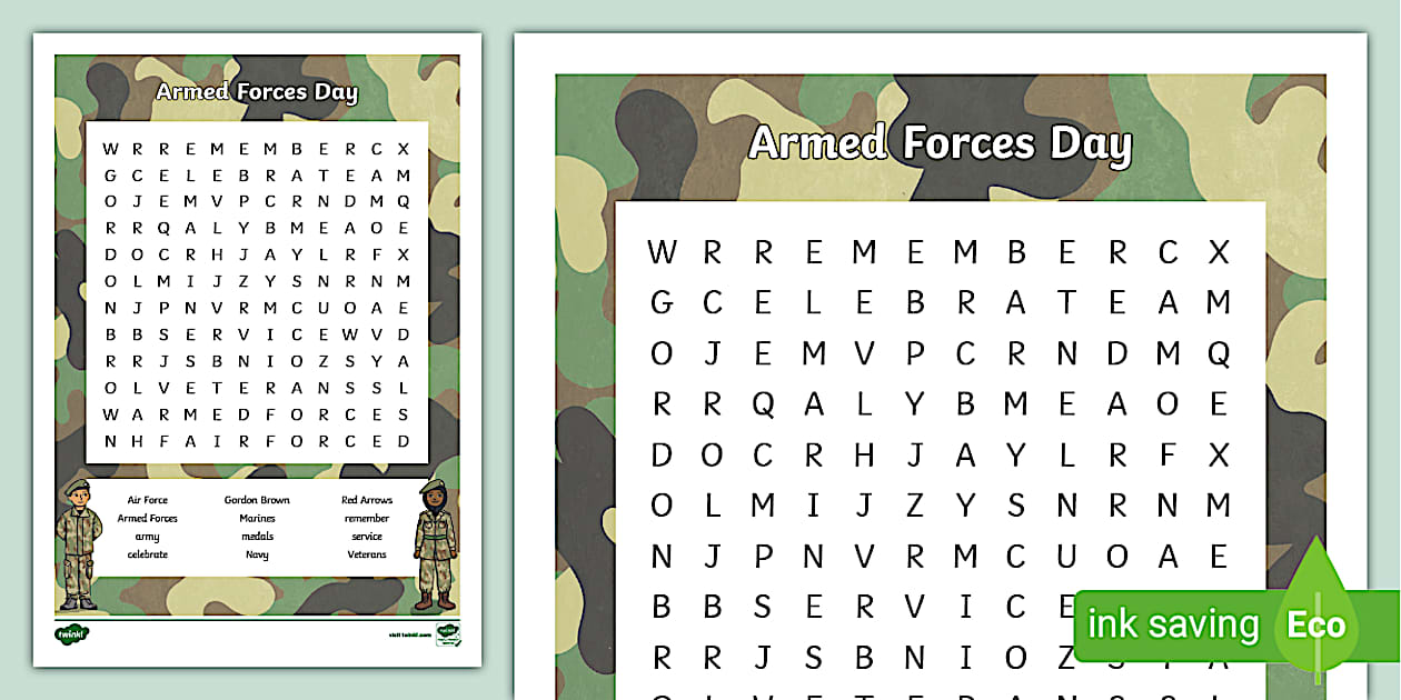 Armed Forces Day Word Search