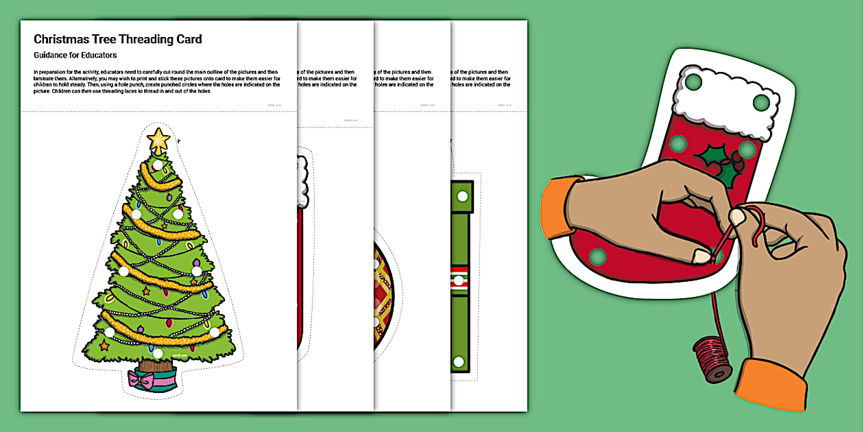 Christmas Simple Threading Cards | Twinkl - Twinkl