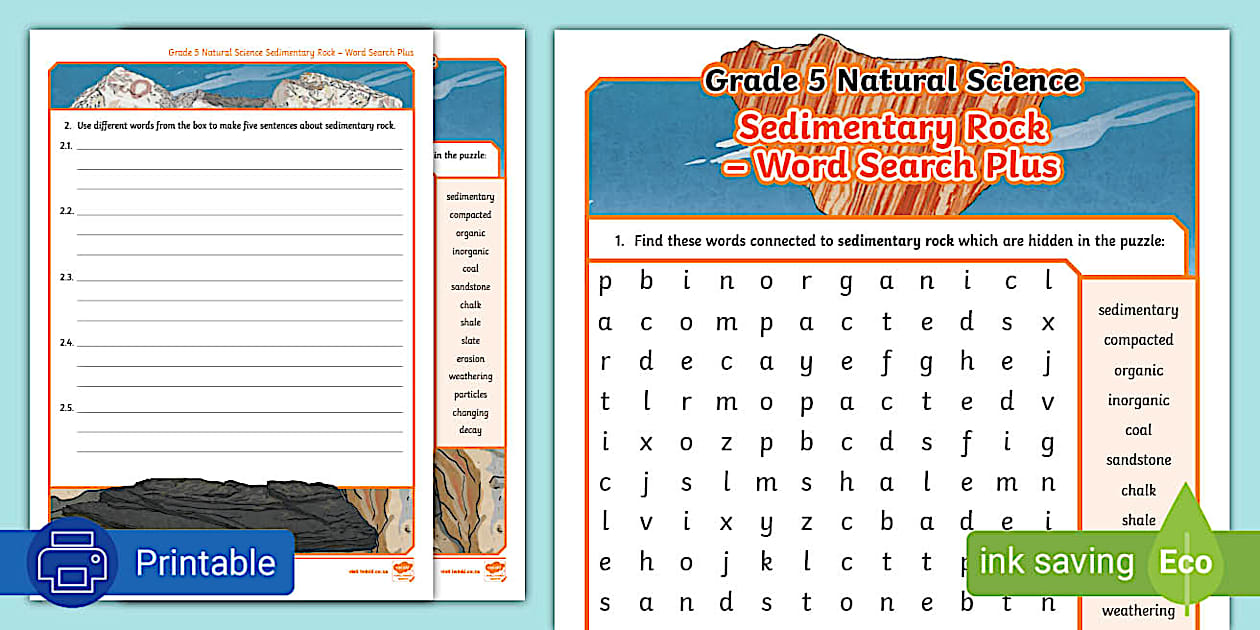 Sedimentary Rock - Word Search (Teacher-Made) - Twinkl