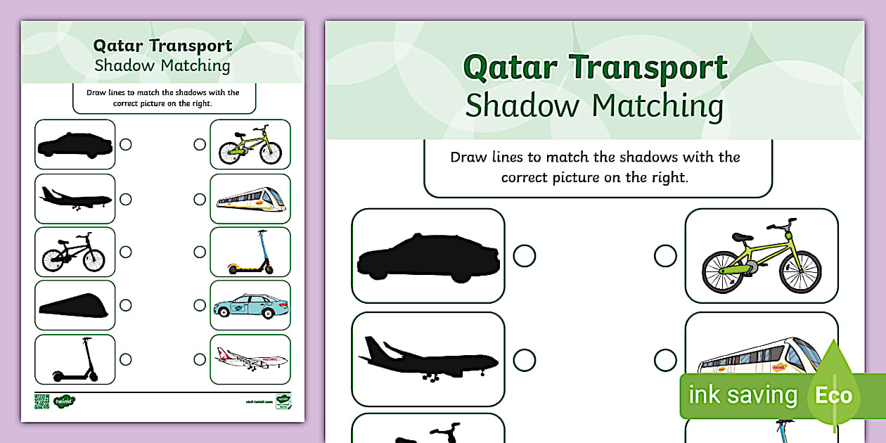 Qatar Transport Shadow Matching Activity (teacher made)
