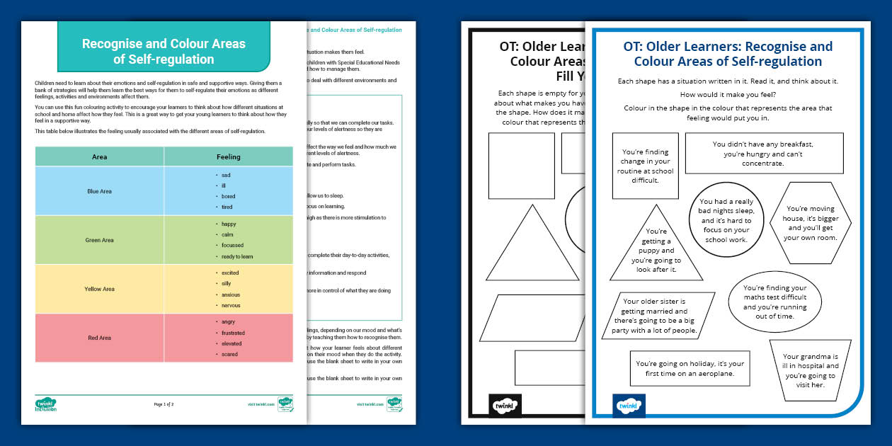 OT: Older Learners Recognise and Colour Areas of Self-regulation