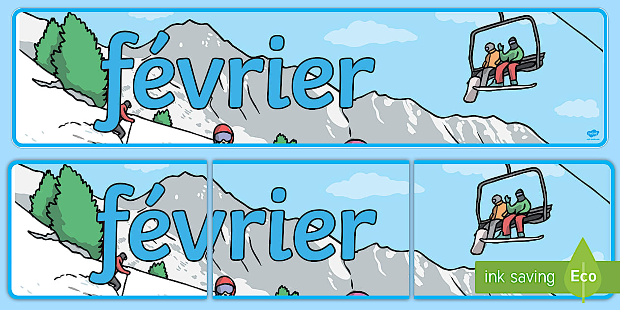 Banderole d'affichage : Février - Les mois de l'année