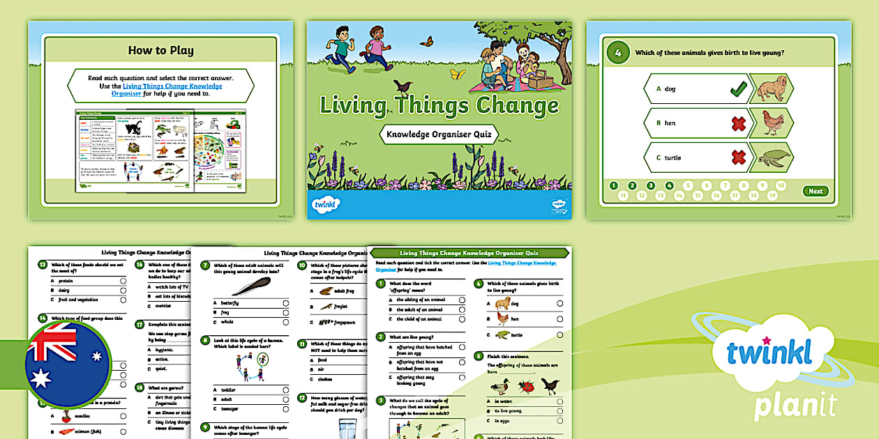 Year 2 Science Living Things Change Knowledge Organiser Quiz