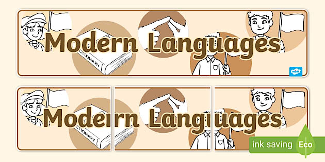 Neutral Coloured Modern Languages Display Banner - Twinkl