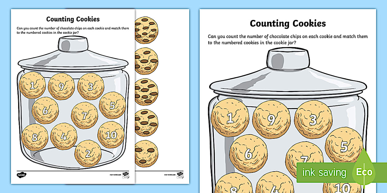Black and White Counting Cookies Worksheet - Twinkl
