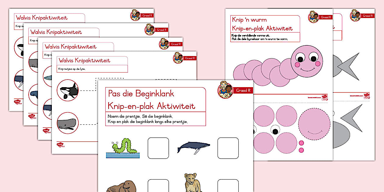 Graad R Klanke Knip-en-Plak Aktiwiteite w (Teacher-Made)