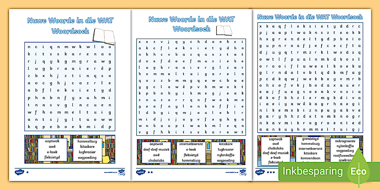 Nuwe Woorde in die WAT Woordsoek (teacher made) - Twinkl