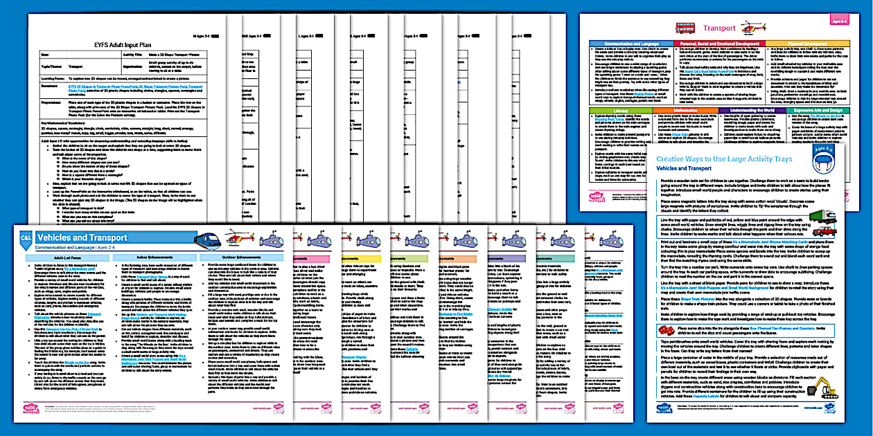 EYFS Ages 3-4 Vehicles and Transport Bumper Planning Pack