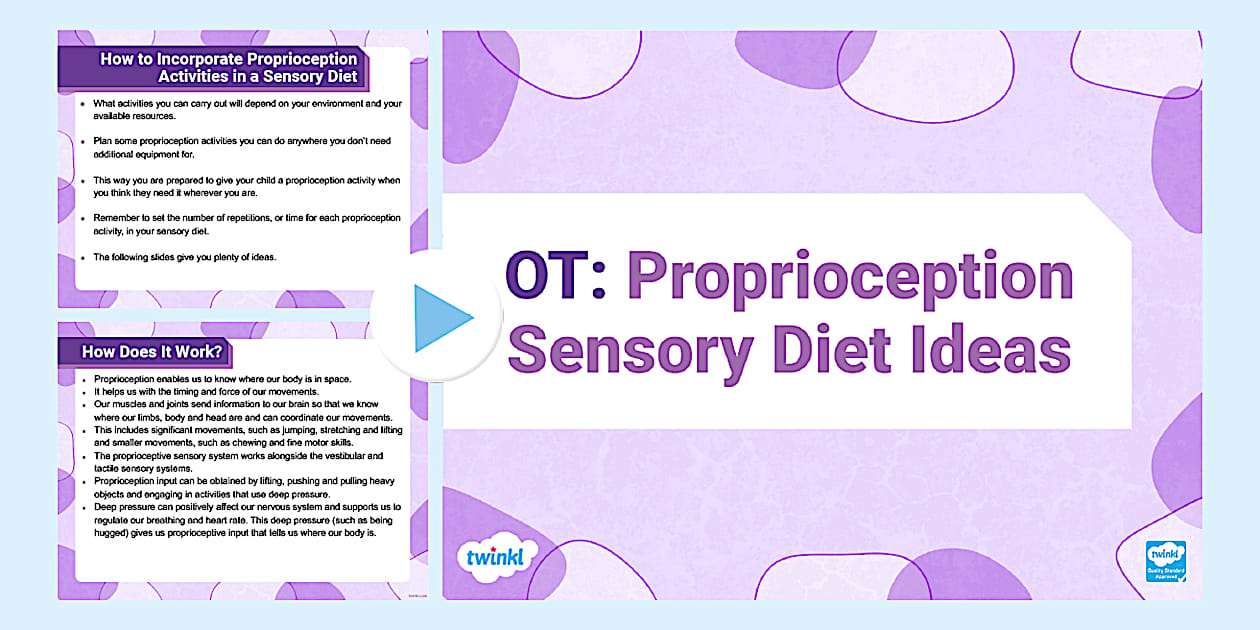 OT: Proprioception Sensory Diet Ideas (Hecho por educadores)