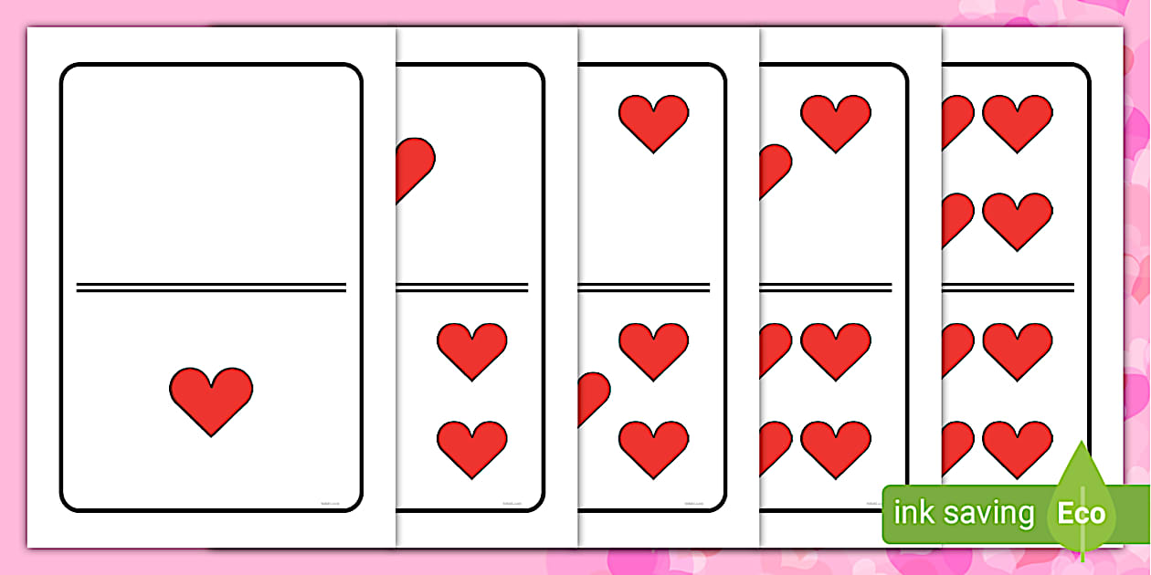 Valentine's Day A4 Heart Dominoes (teacher made) - Twinkl