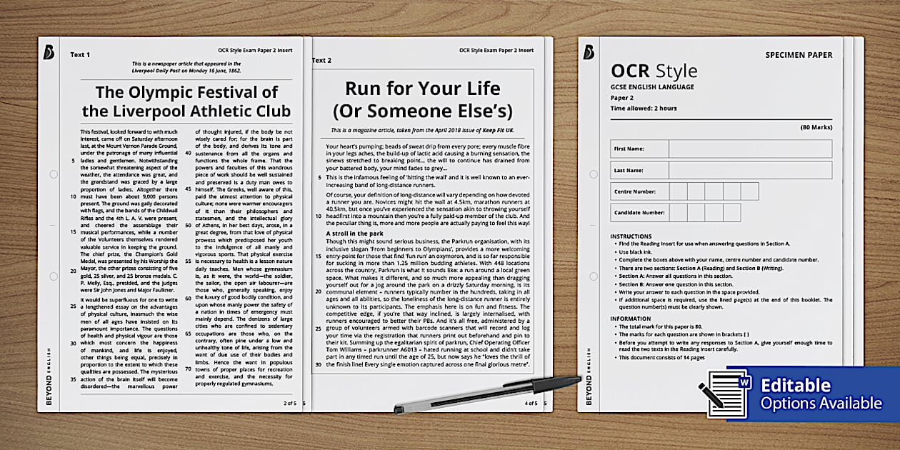 OCR Style GCSE Paper 2 - Sport and Exercise | Beyond