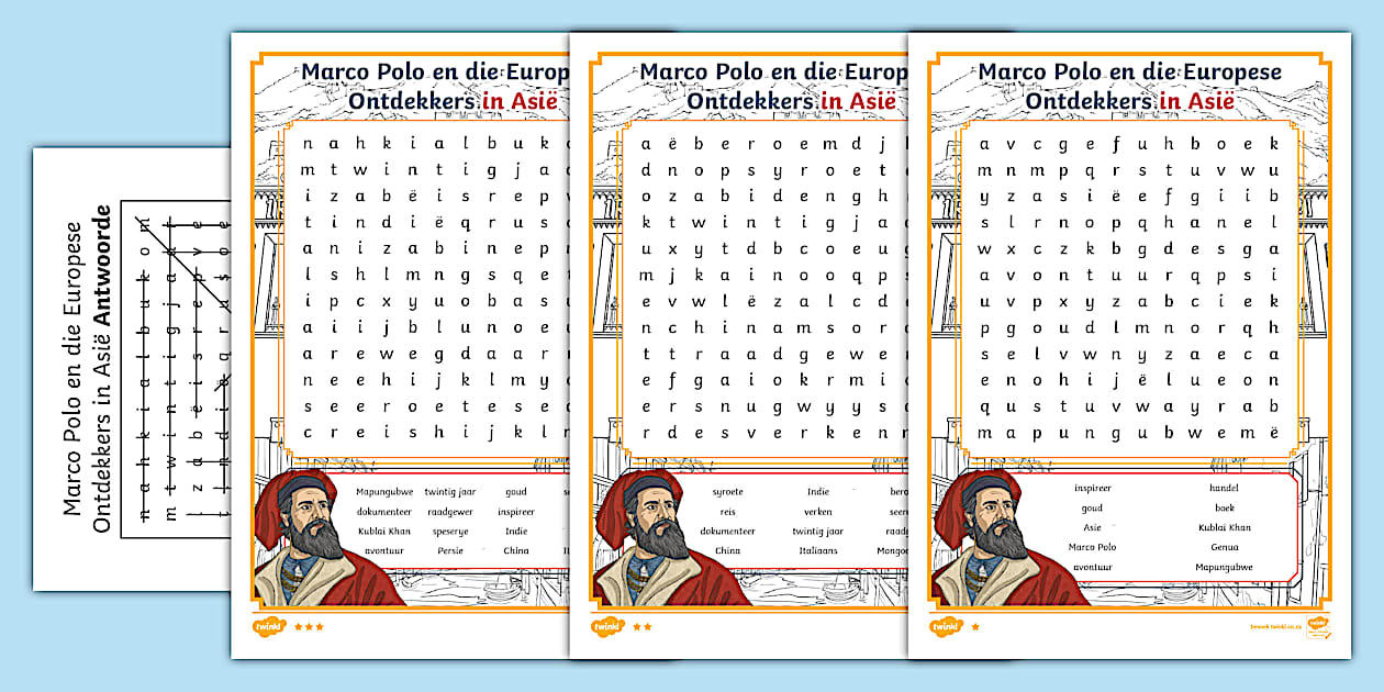 Marco Polo Woordsoek (professor feito) - Twinkl