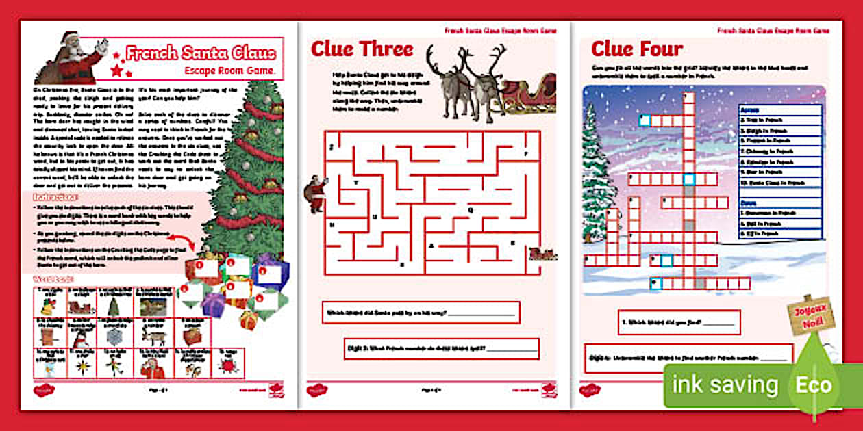 👉 French: Santa Claus Escape Room Game (teacher made)