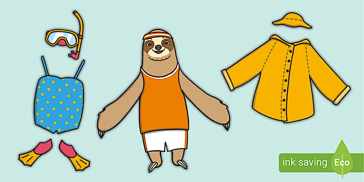 Dress the Sloth to Support Teaching on Speedy Sloth - Twinkl