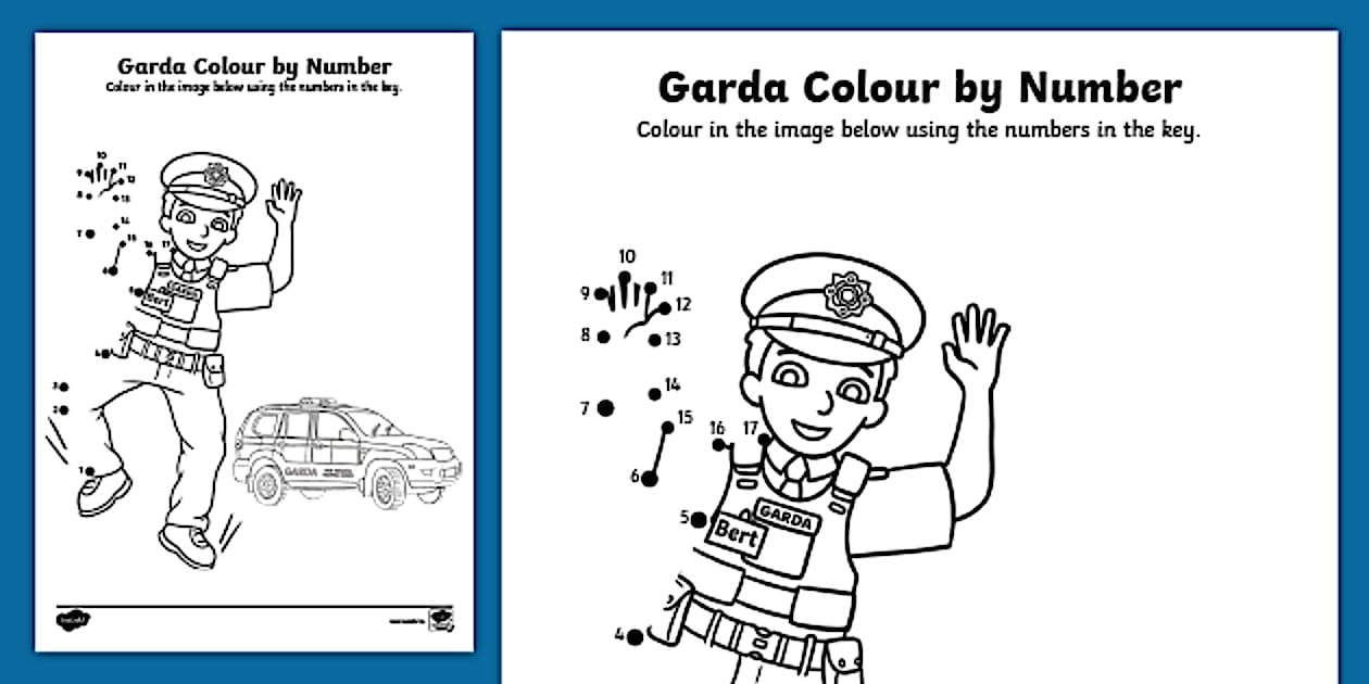 * NEW * Garda Colour By Numbers Worksheet (teacher made)