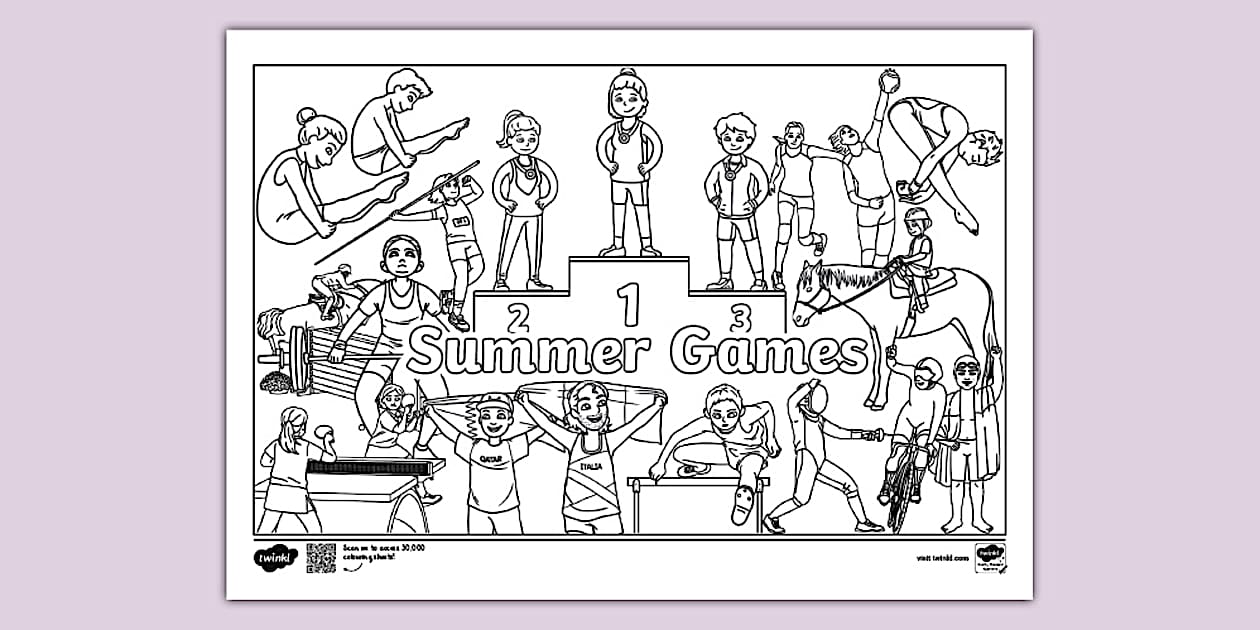 Summer Games Sports Colouring Sheet (teacher made) - Twinkl