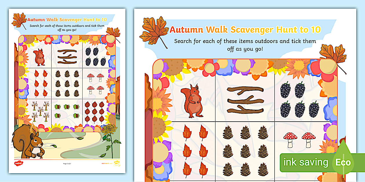Autumn Numeracy Scavenger Hunt to 10 | Early Level | CfE