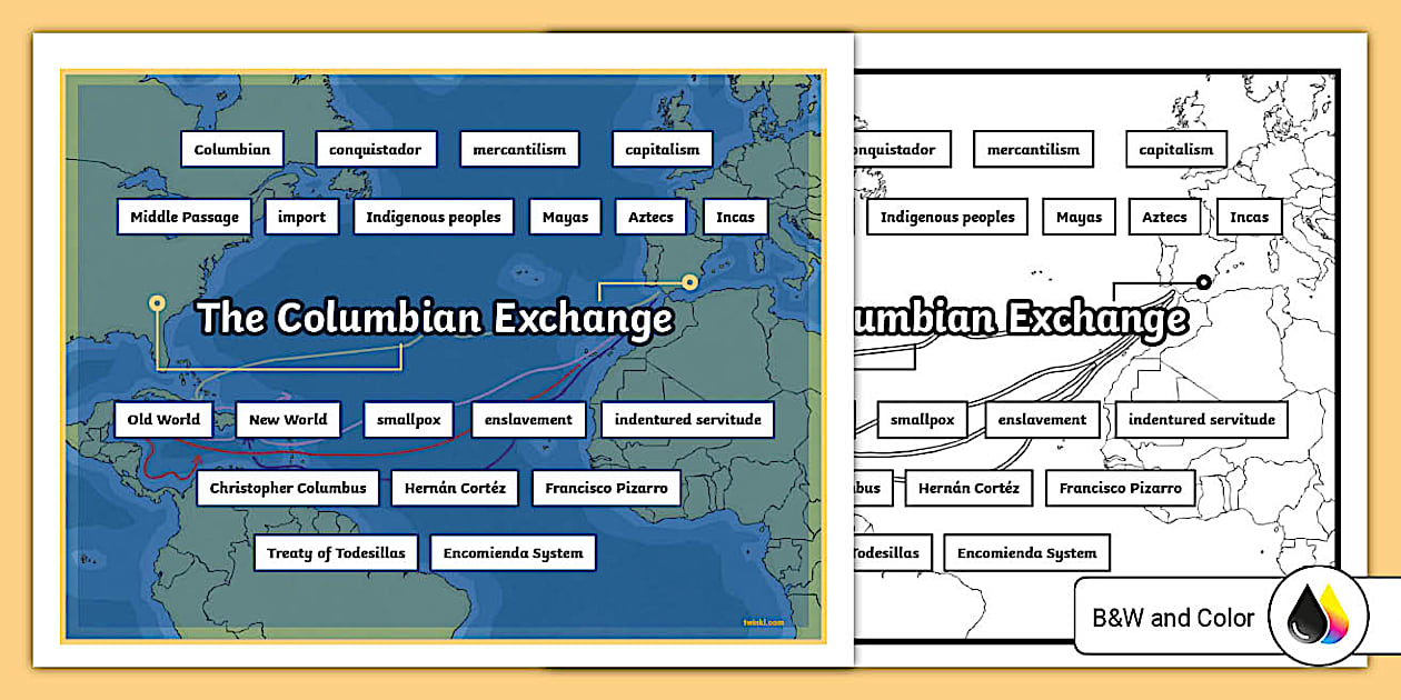 The Columbian Exchange Vocabulary Mat for 6th-8th Grade