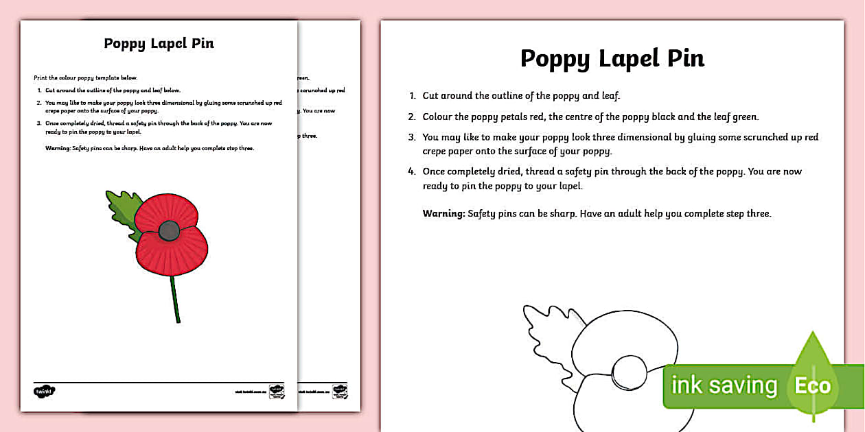 Poppy Lapel Pin (teacher made) - Twinkl