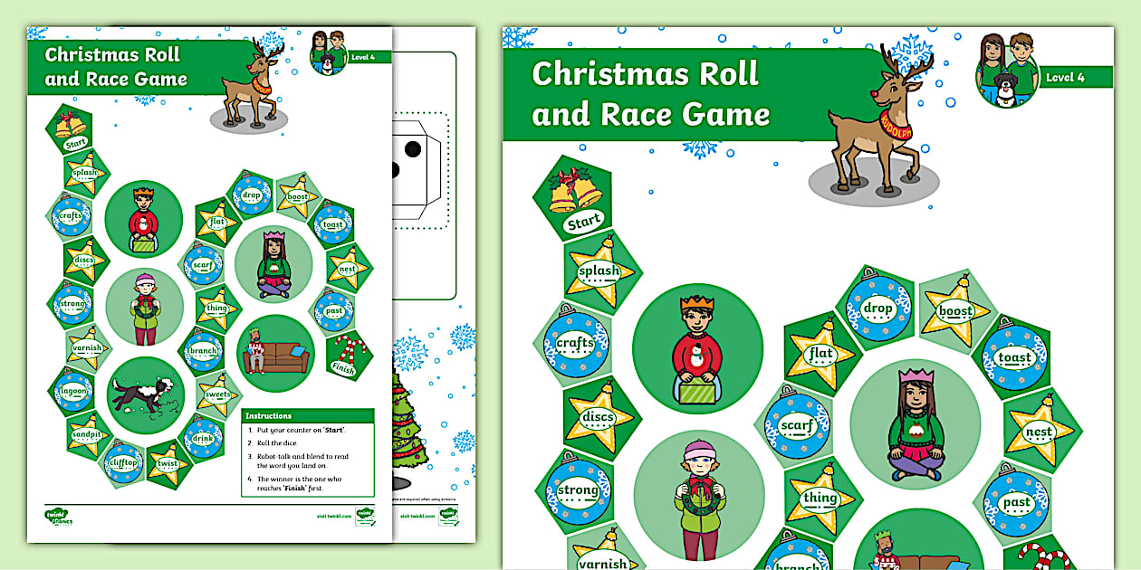 Level 4 Christmas Roll and Race Game (Teacher-Made) - Twinkl